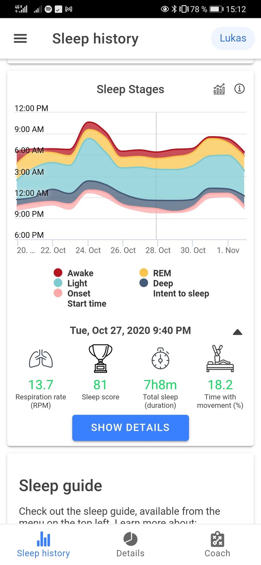 Sleep History